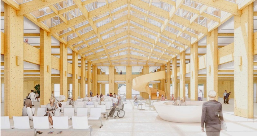 Holzzubau für Kriegsspital in Ukraine